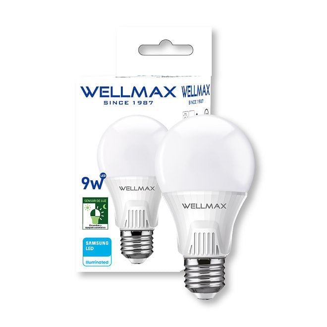 AMPOLLETA LED SENSOR CREPUSCULAR 9W/6500K LUZ FRIA WELLMAX