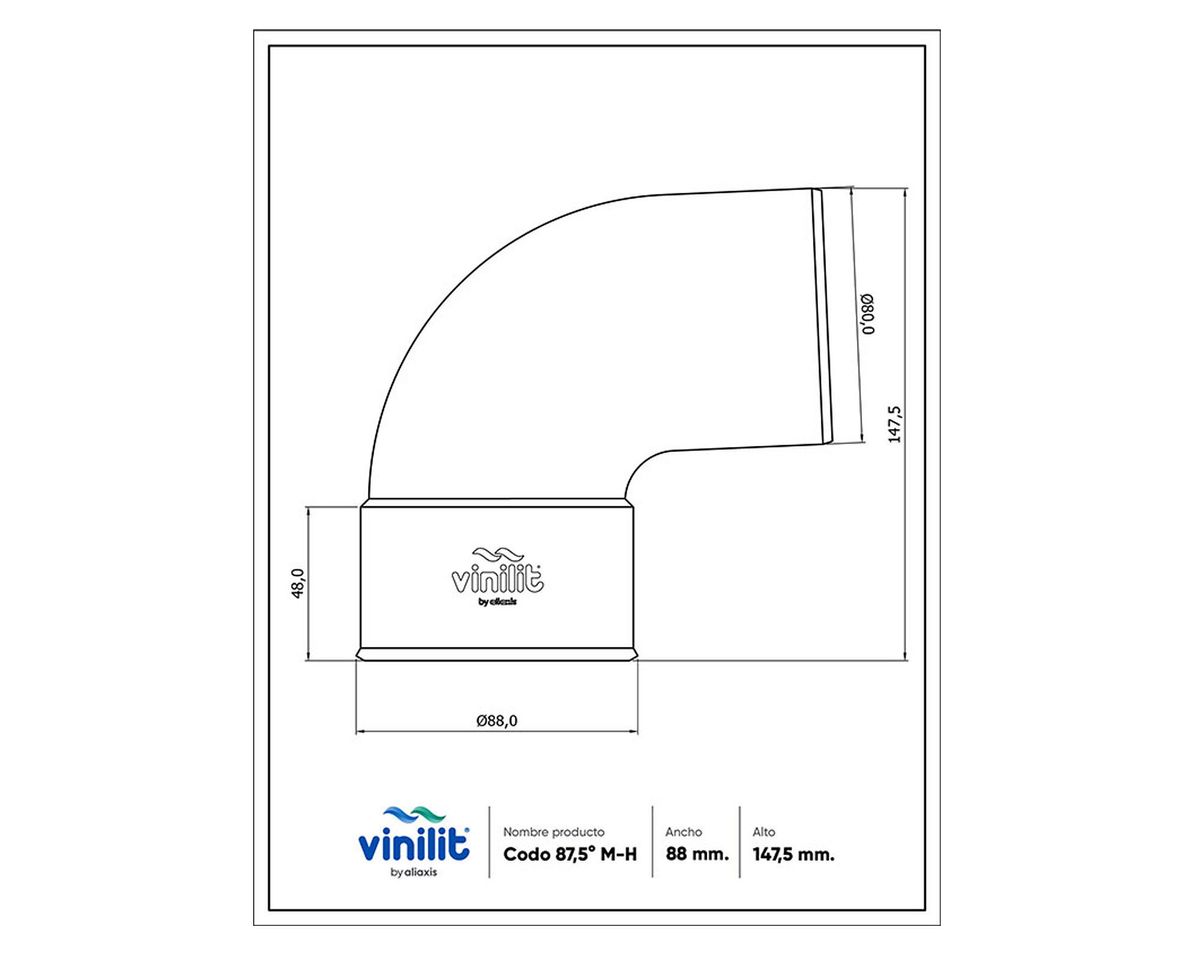 CODO PVC BAJADA 87.5° BLANCO