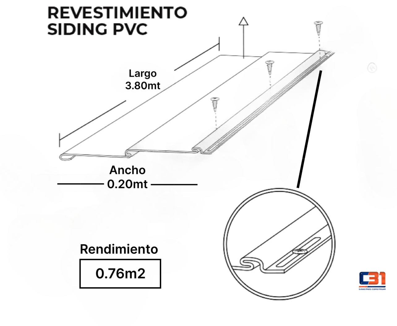 SIDING PANEL ROJO 0.20X3.80MT