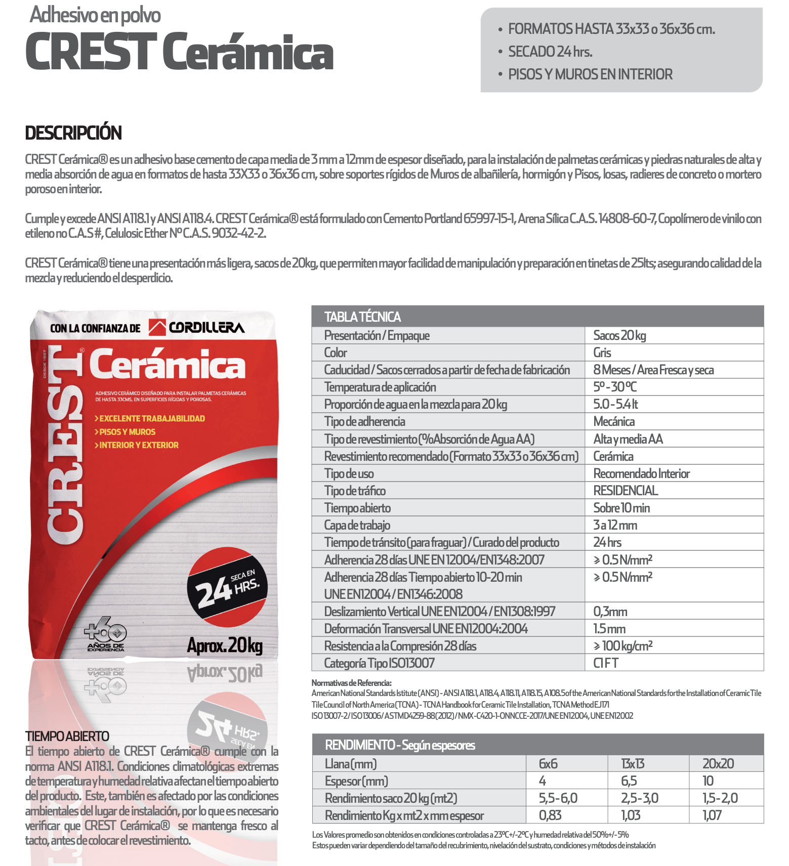 Adhesivo Crest Ceramica 20kg