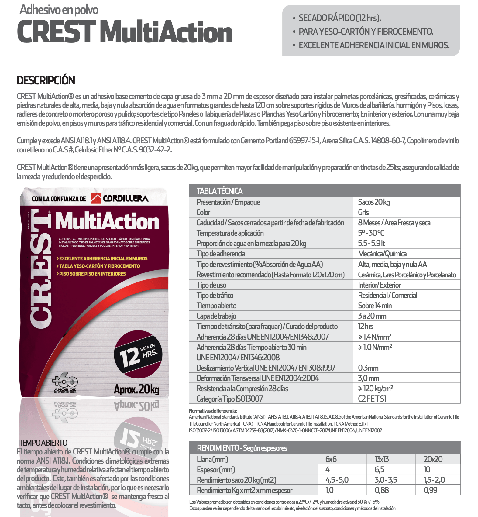 Adhesivo Crest Multiaction AC 20kg